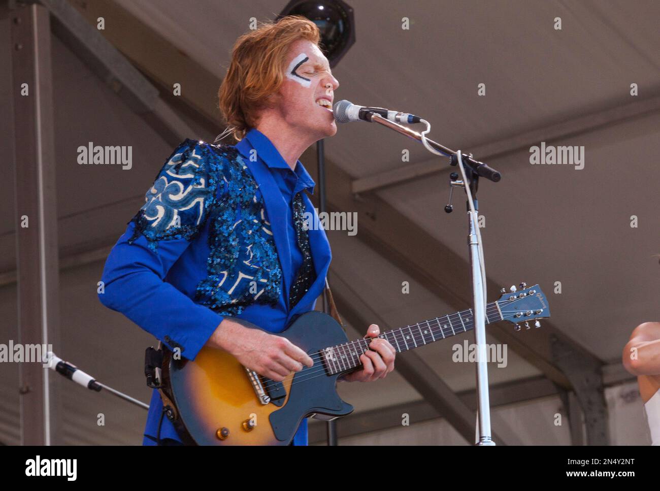 Richard Parry of Arcade Fire performs at the New Orleans Jazz and ...
