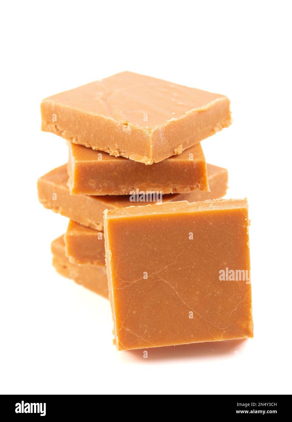 Cubes of Light Brown Fudge Isolated on a White Background Stock Photo ...