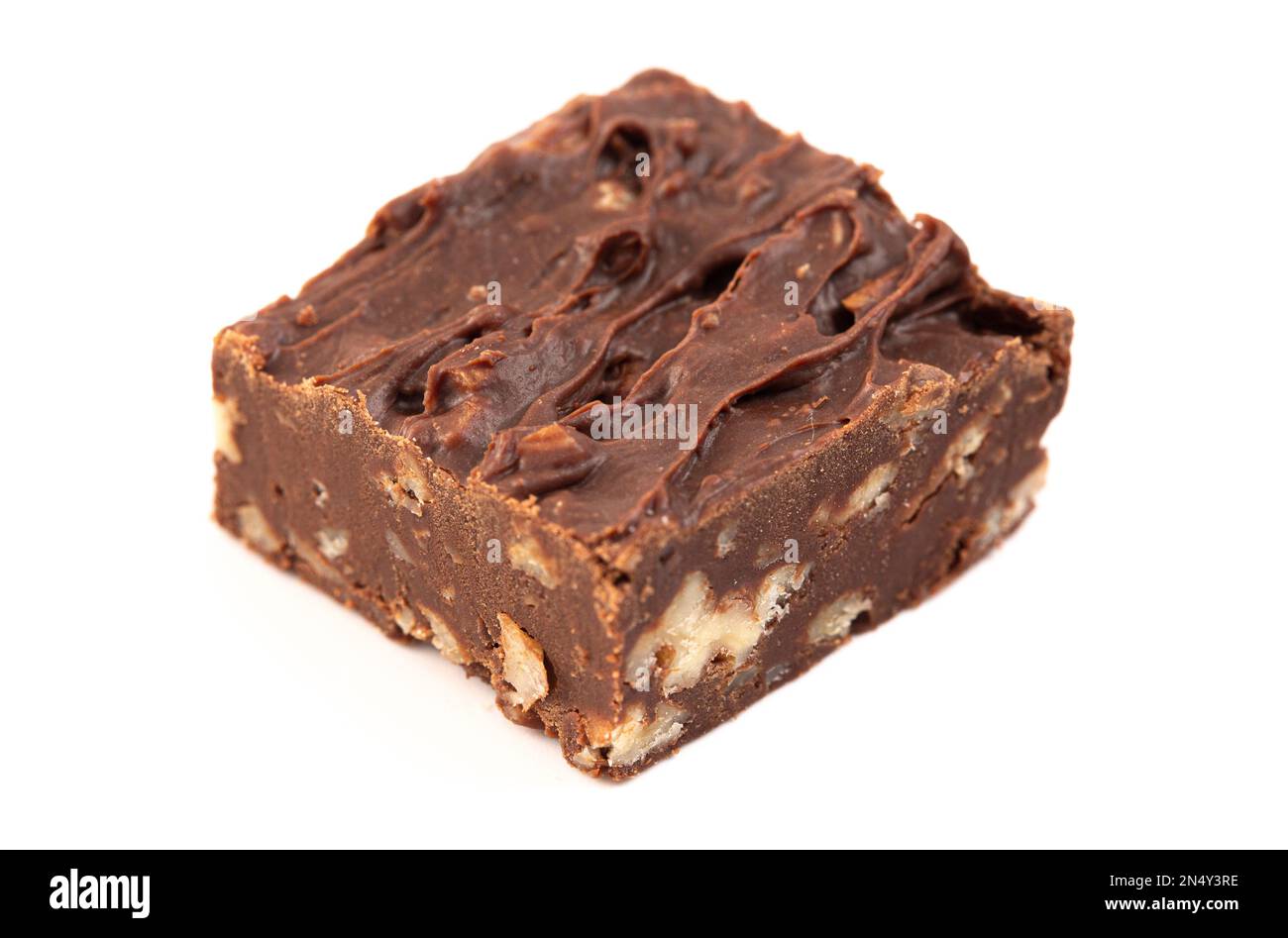 Chocolate Nut Fudge on a White Background Stock Photo - Alamy