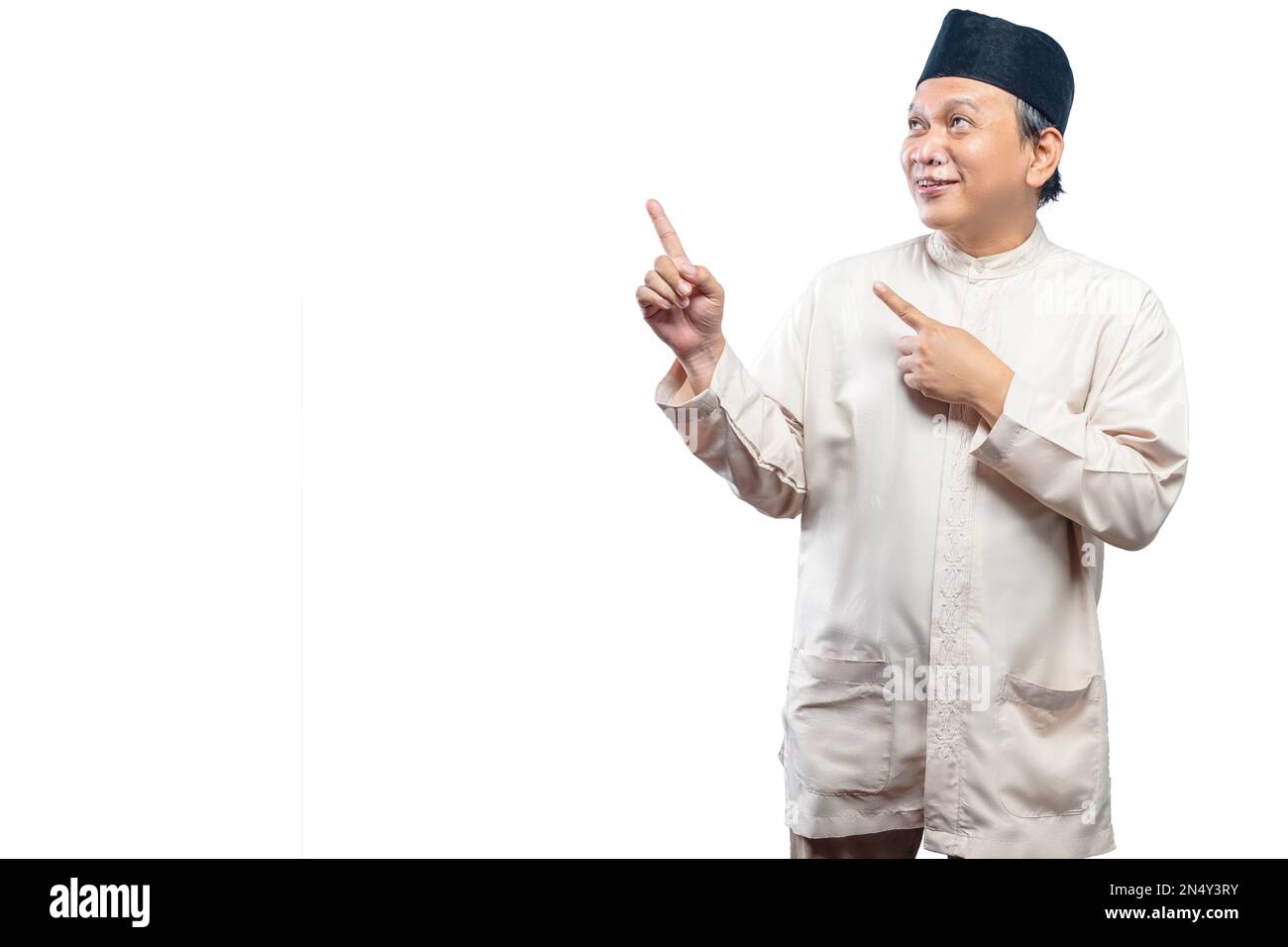 Smiling arabian man pointing Cut Out Stock Images & Pictures - Alamy