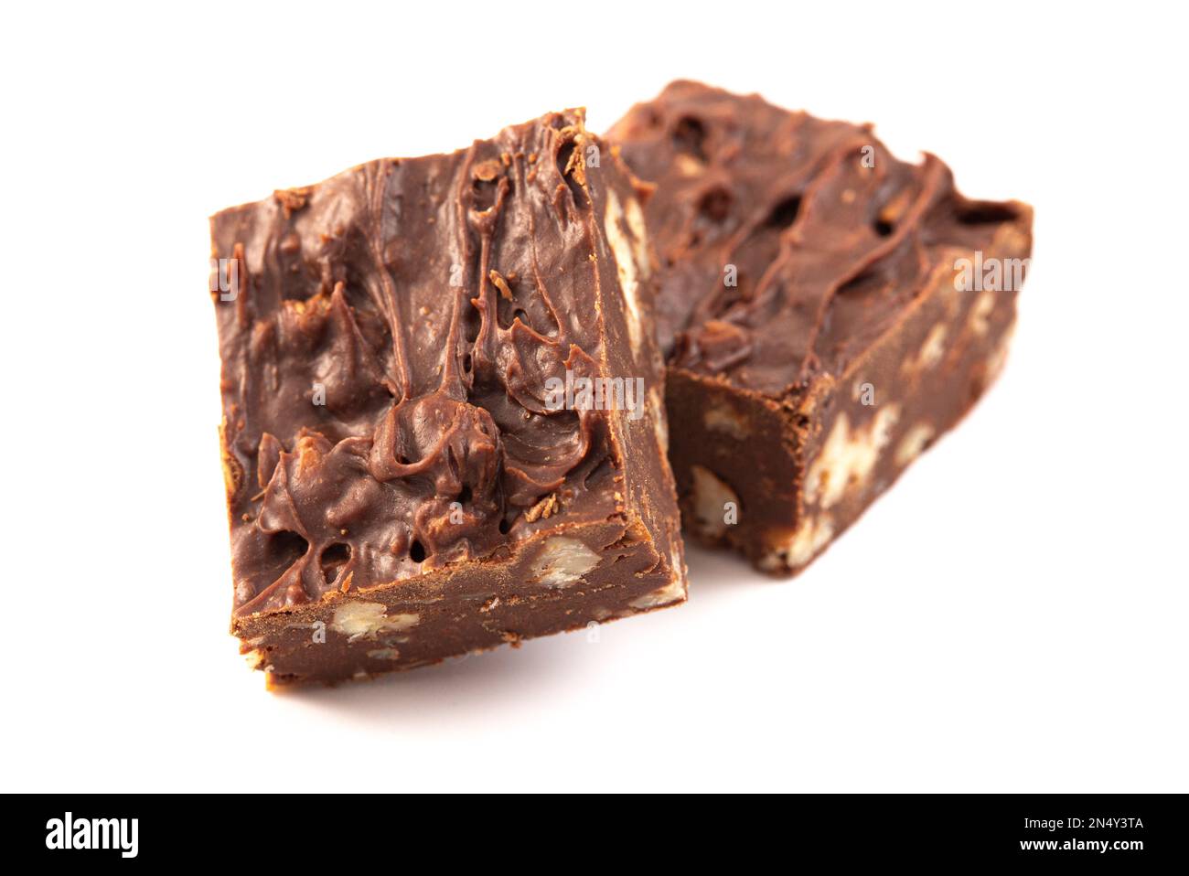 Chocolate Nut Fudge on a White Background Stock Photo - Alamy