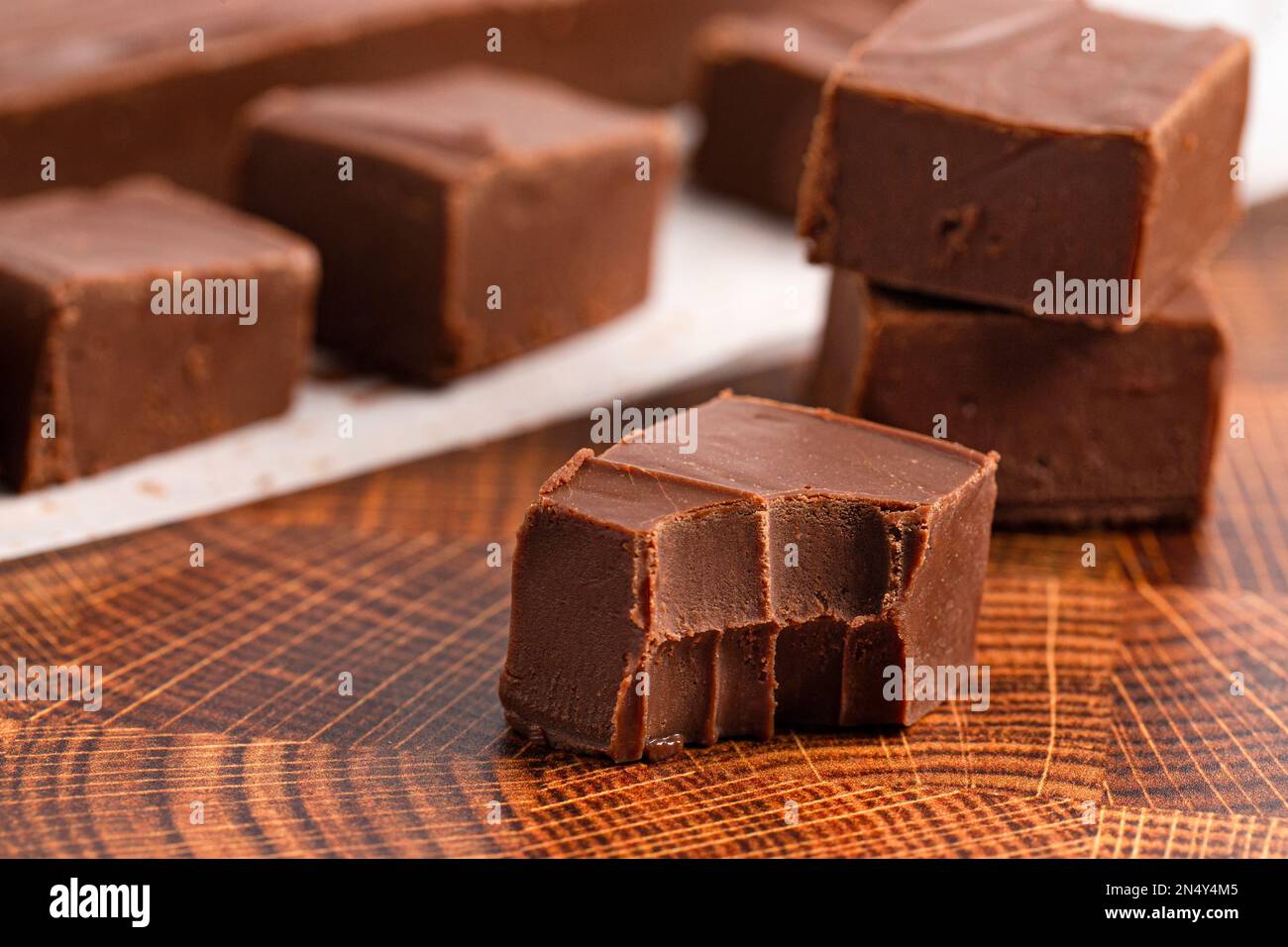 Pieces of Plain Chocolate Fudge in 1 Inch Cubes Stock Photo - Alamy