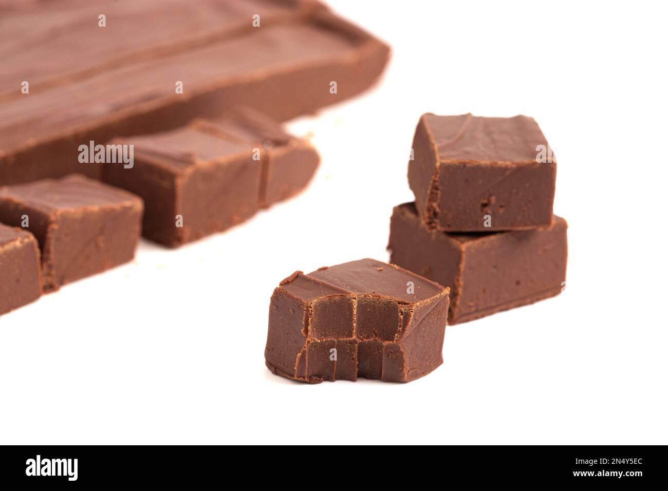 Pieces of Plain Chocolate Fudge in 1 Inch Cubes Stock Photo - Alamy