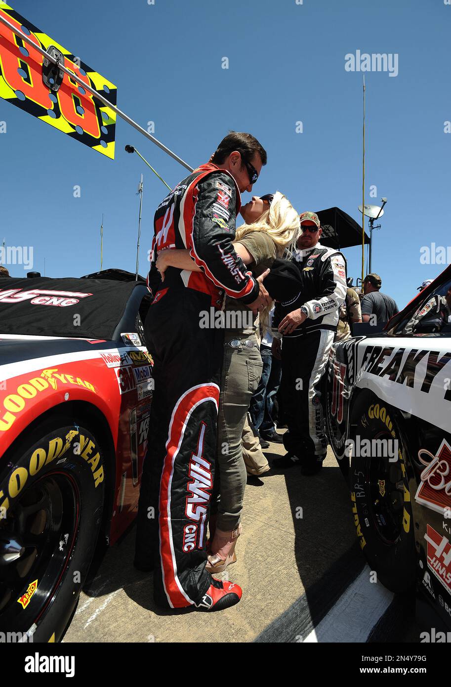 Kurt Busch stands with his girlfriend Patricia Driscoll before the ...