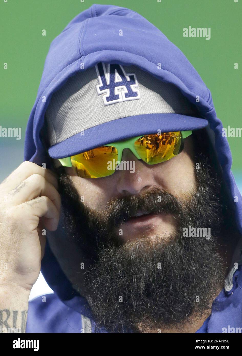 Los Angeles Dodgers pitcher Brian Wilson is shown during batting ...