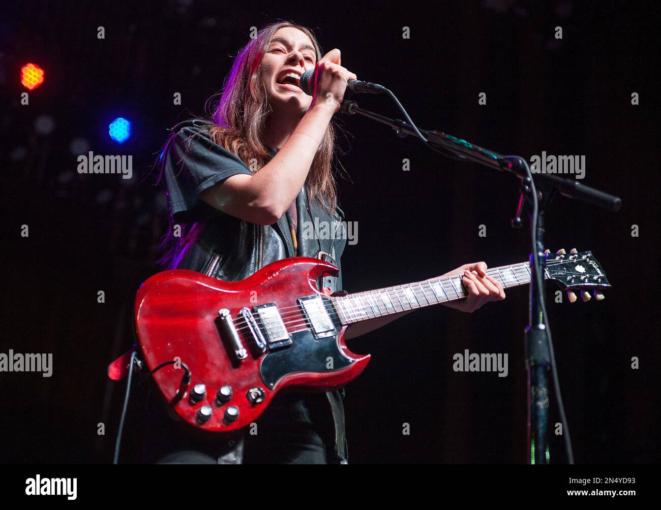 Lead guitarist Danielle Haim with Haim performing at the Tabernacle on ...