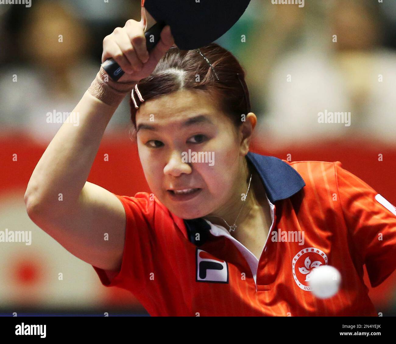 Lee Ho Ching of Hong Kong competes against Petrissa Solja of Germany ...