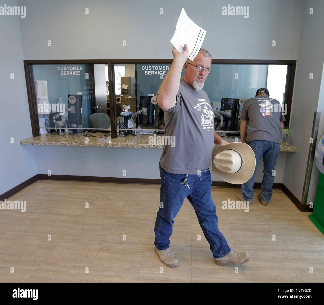 Sean Harron a supporter of rancher Cliven Bundy reacts after turning in ...