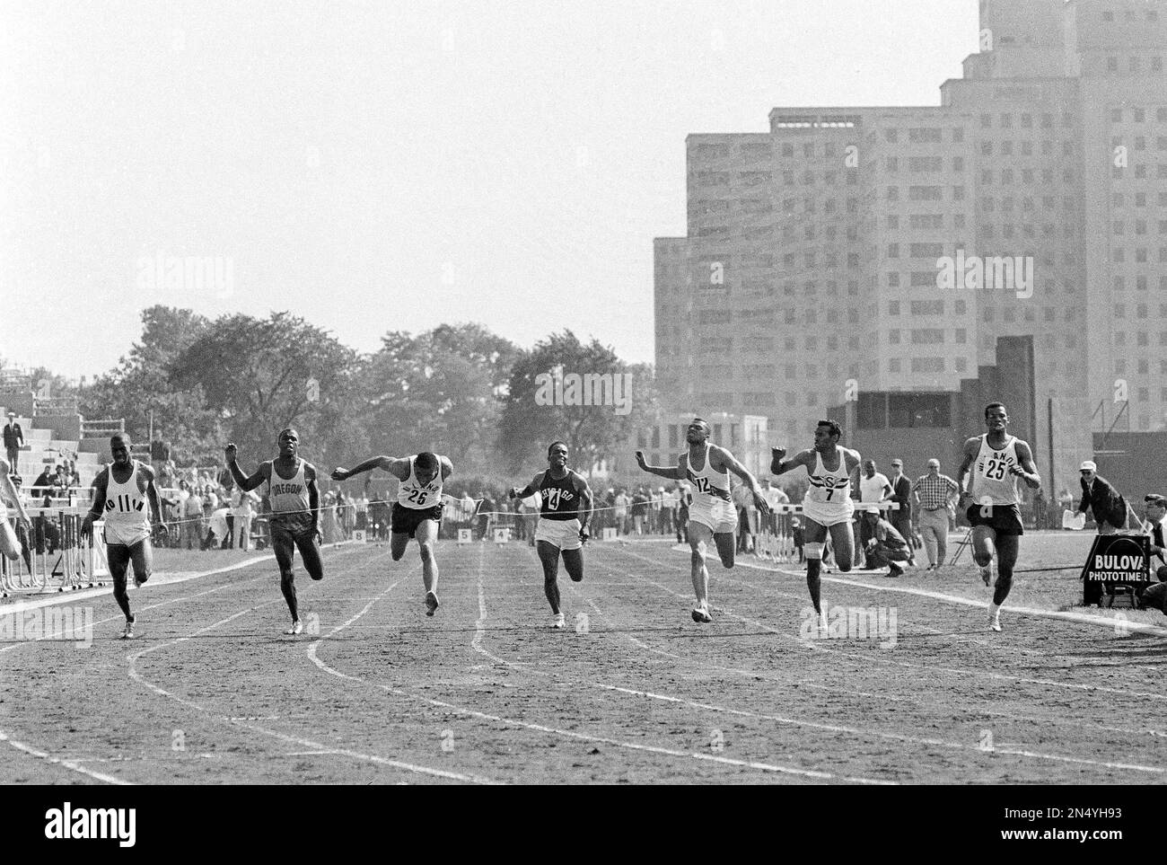 Frank Budd, right, of Villanova wins the 100-yard dash at the National ...
