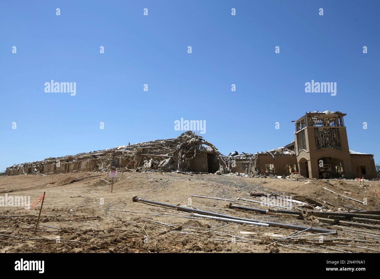Vilonia Intermediate School is surrounded by storm debris in Vilonia ...