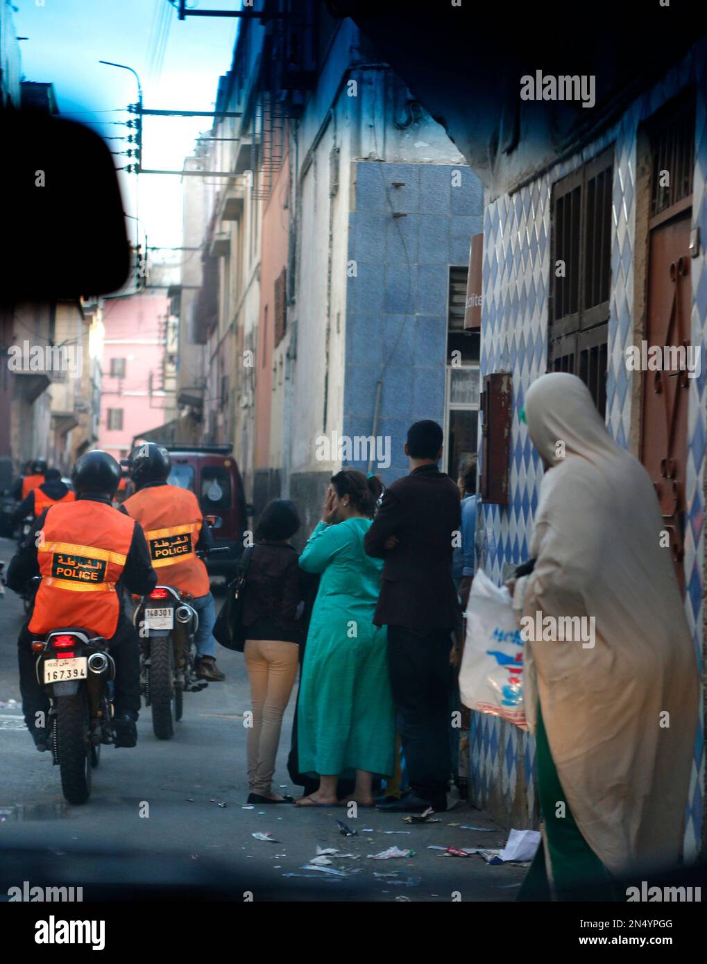 This Saturday April 26, 2014 photo shows Moroccan police officers ...