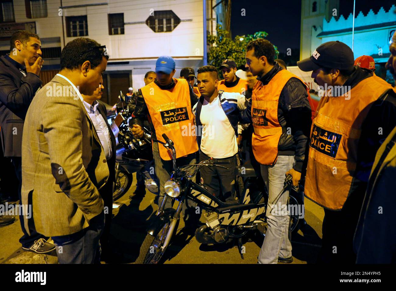 This Saturday April 26, 2014 photo shows Moroccan police officers ...