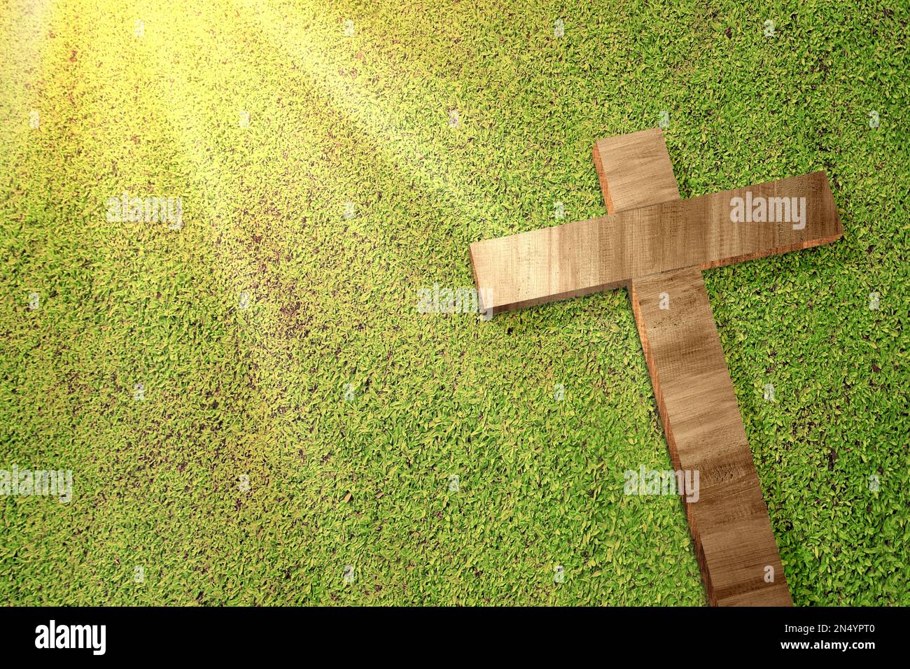 Cross on green grass. Easter Concept Stock Photo - Alamy
