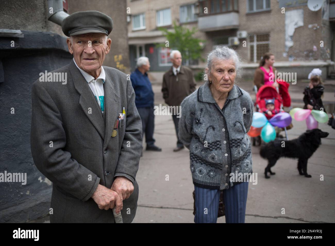 WWII veteran, Ivan Ivanovich Yakovlev, 87, left, looks on as local ...
