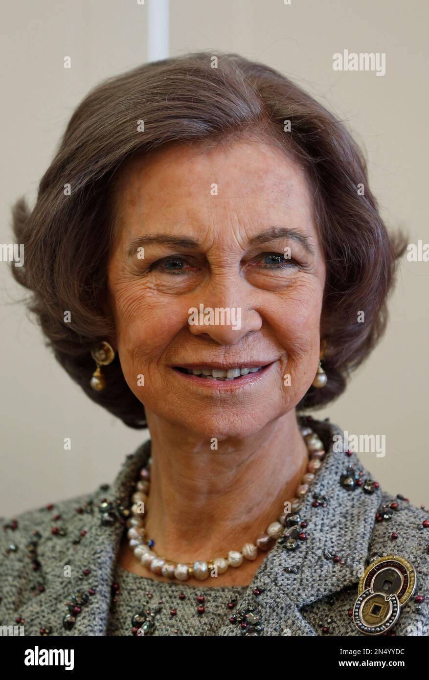 Queen Sofia of Spain looks on after inaugurating the Reina Sofia ...