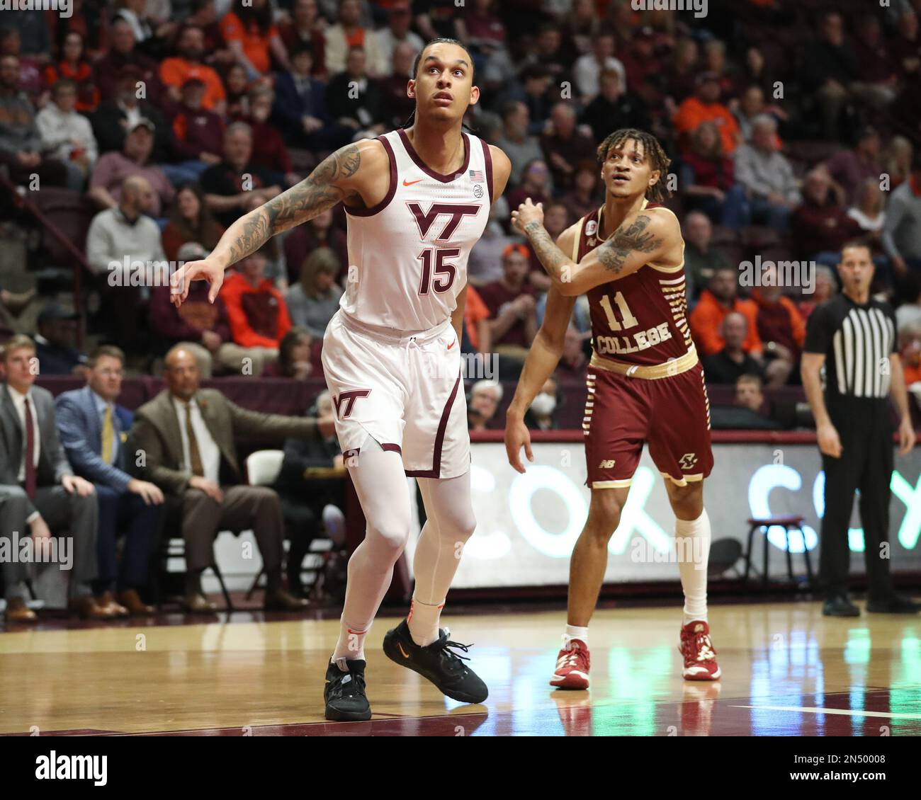 February 8, 2023: Virginia Tech Hokies center Lynn Kidd (15) and Boston ...