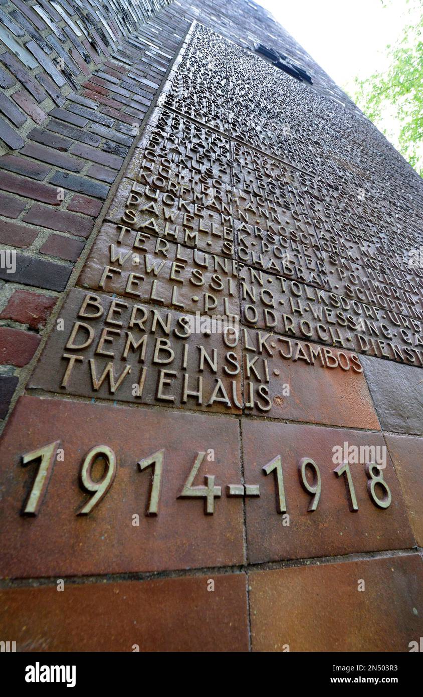 A World War I memorial shows names of fallen German soldiers in ...