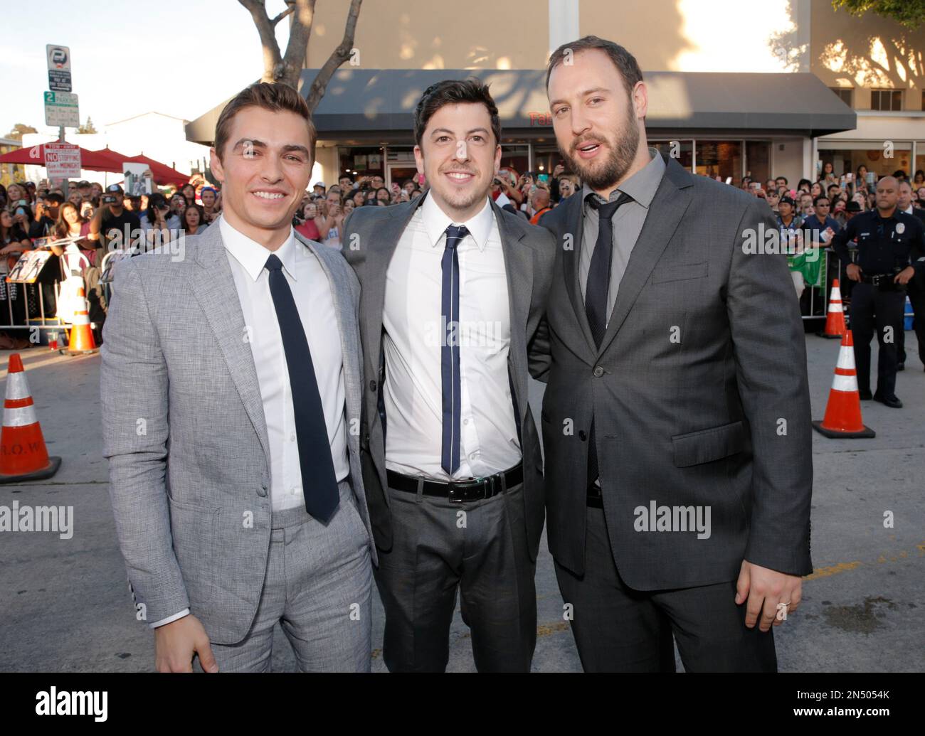 Dave Franco and from left, Christopher Mintz-Plasse and Evan Goldberg arrive at the world ...