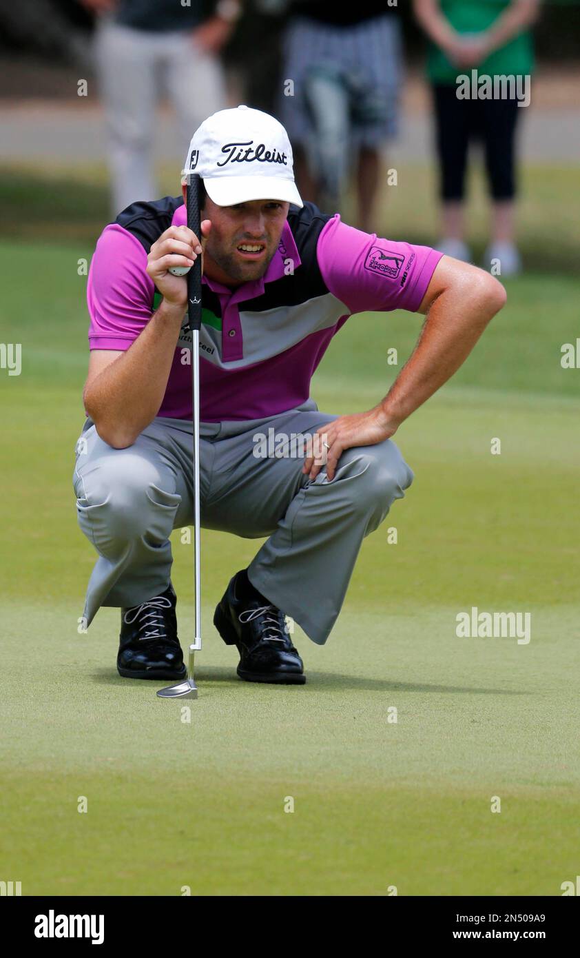 Robert Streb lines up on the first green during the final round of the ...
