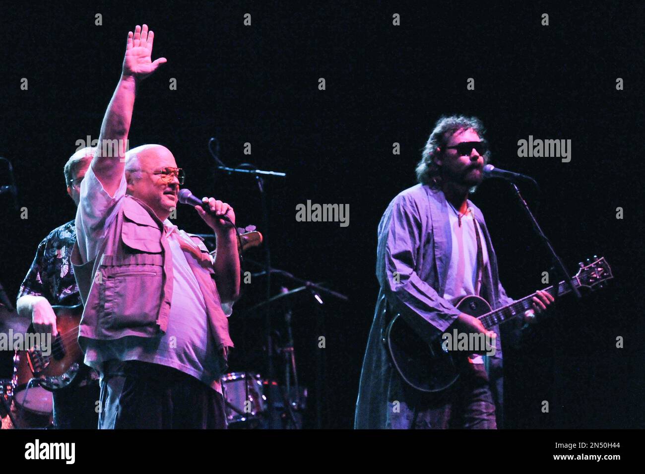Kyle Gass, left, and his band perform onstage at the Lebowski Fest on ...