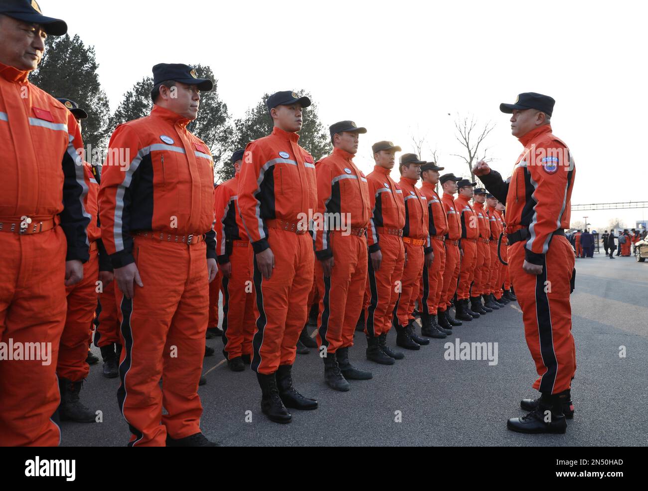 Members of a Chinese rescue team are seen before departing for Türkiye ...