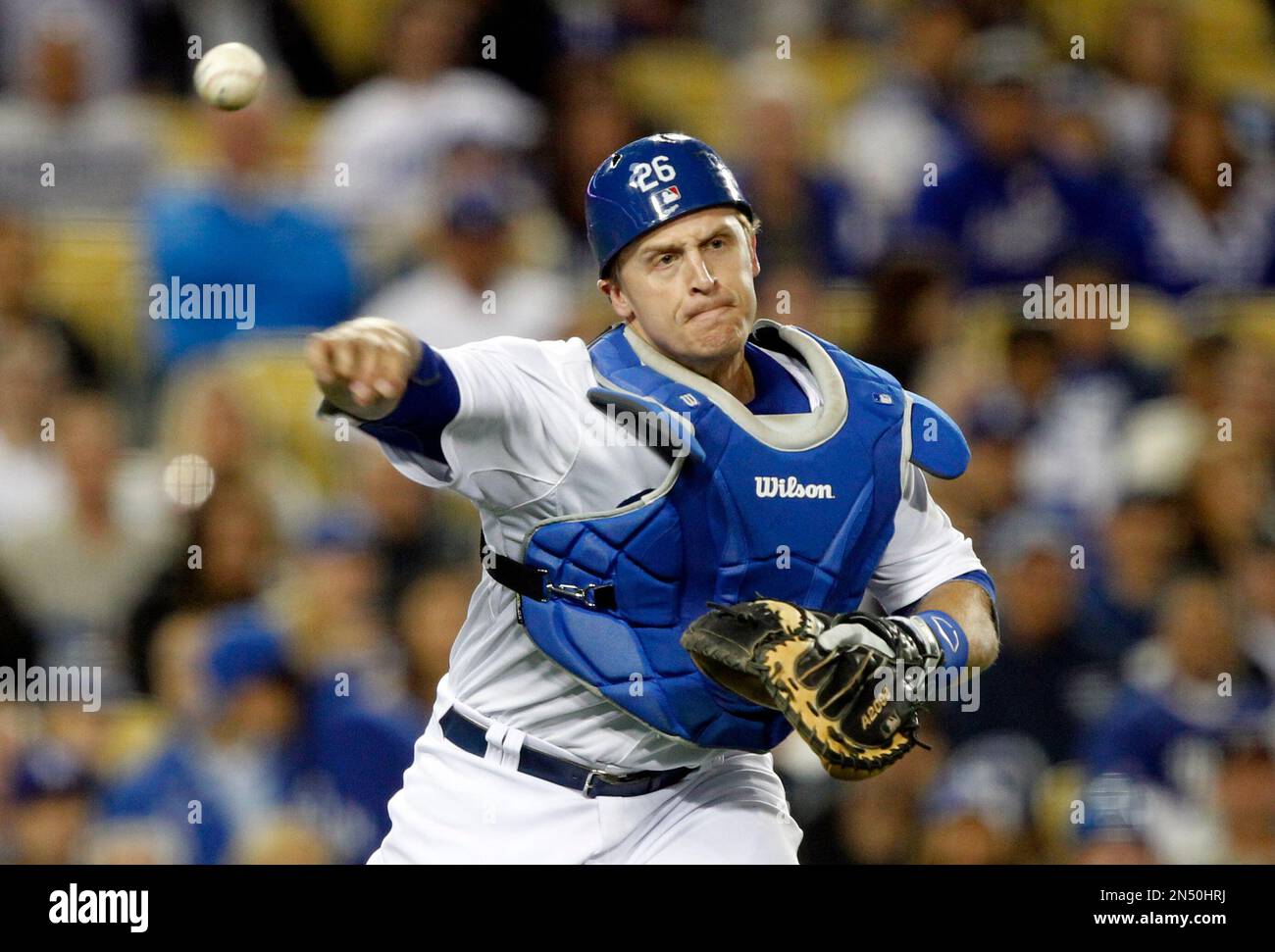 Los Angeles Dodgers catcher Tim Federowicz throws out Colorado Rockies ...