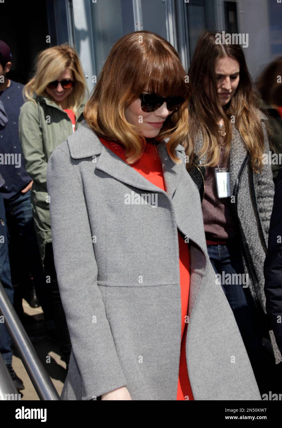 Actress Emma Stone attends a lighting ceremony at the Empire State ...