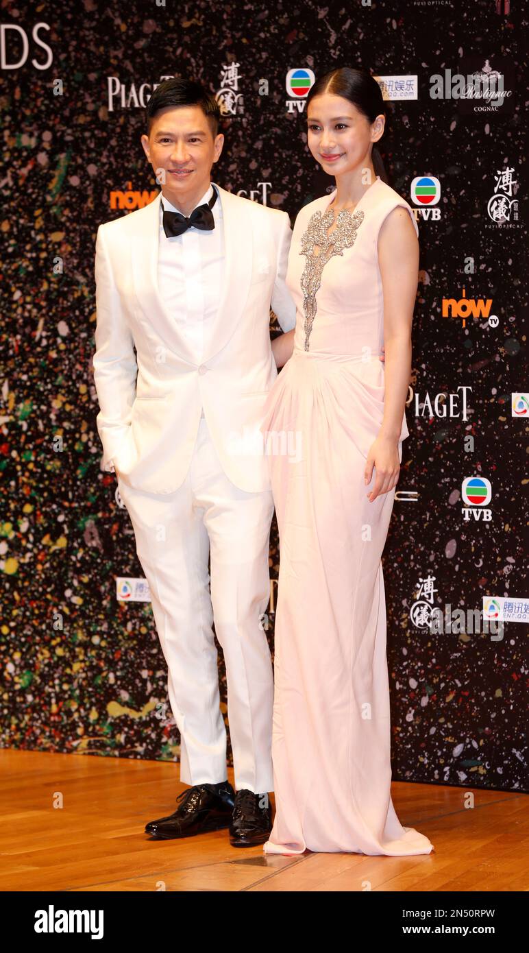 Hong Kong actor Nick Cheung Ka-fai, left and Hong Kong actress ...