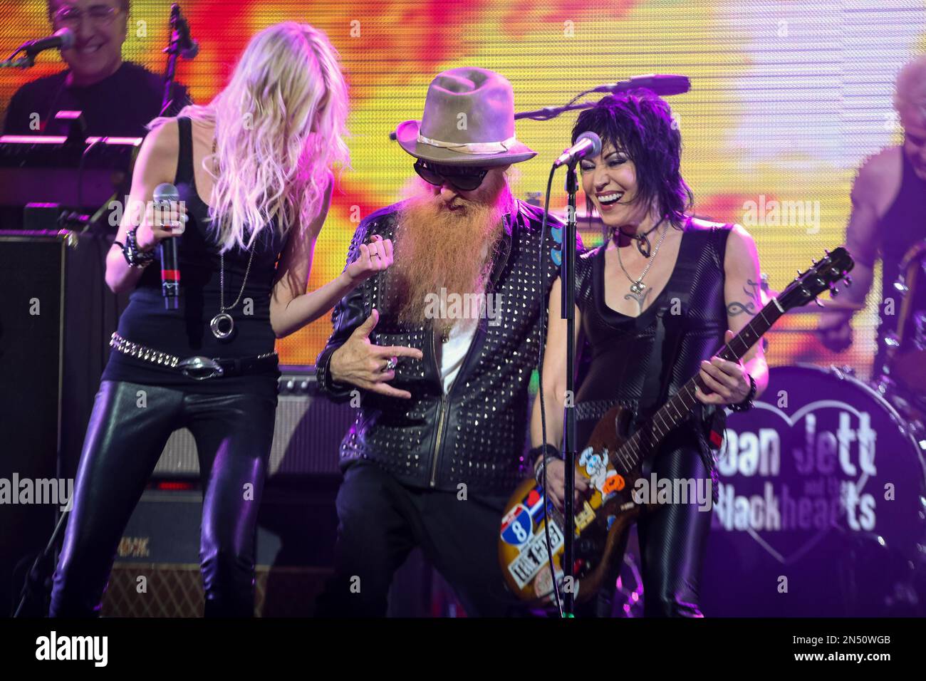 From left, Taylor Momsen of The Pretty Reckless, Billy Gibbons of ZZ ...