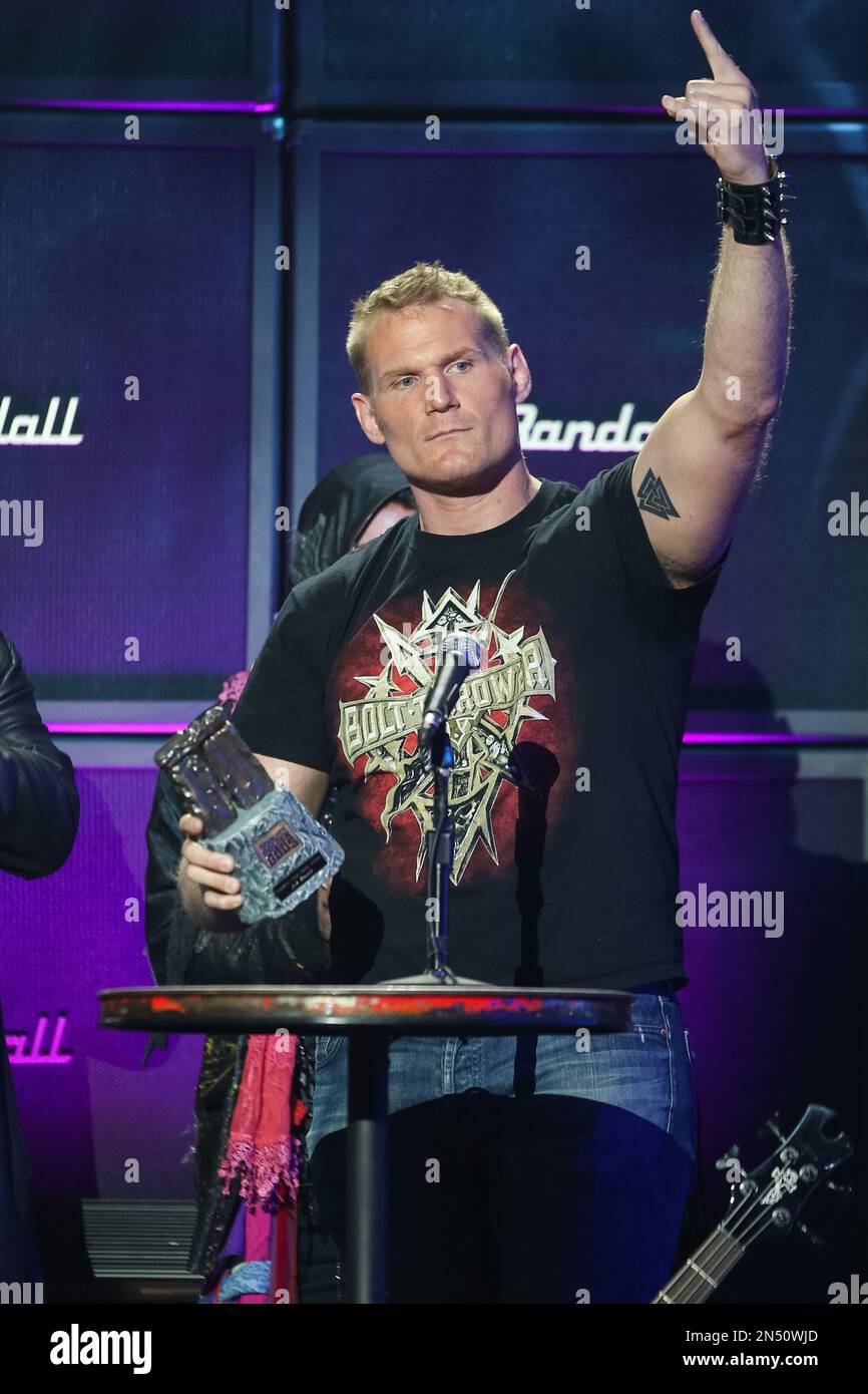 MMA Fighter Josh Barnett receives the Most Metal Athlete award on stage ...