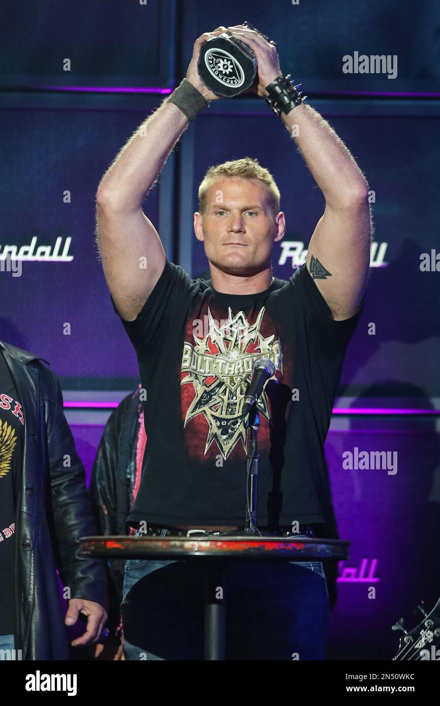 MMA Fighter Josh Barnett receives the Most Metal Athlete award on stage ...