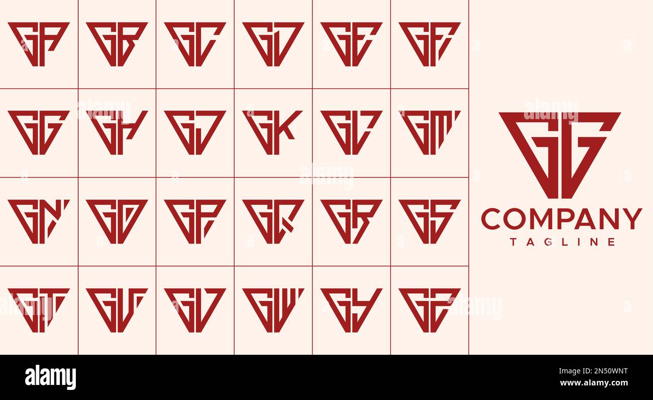 Set of modern line triangle letter G logo design. Abstract G initial ...