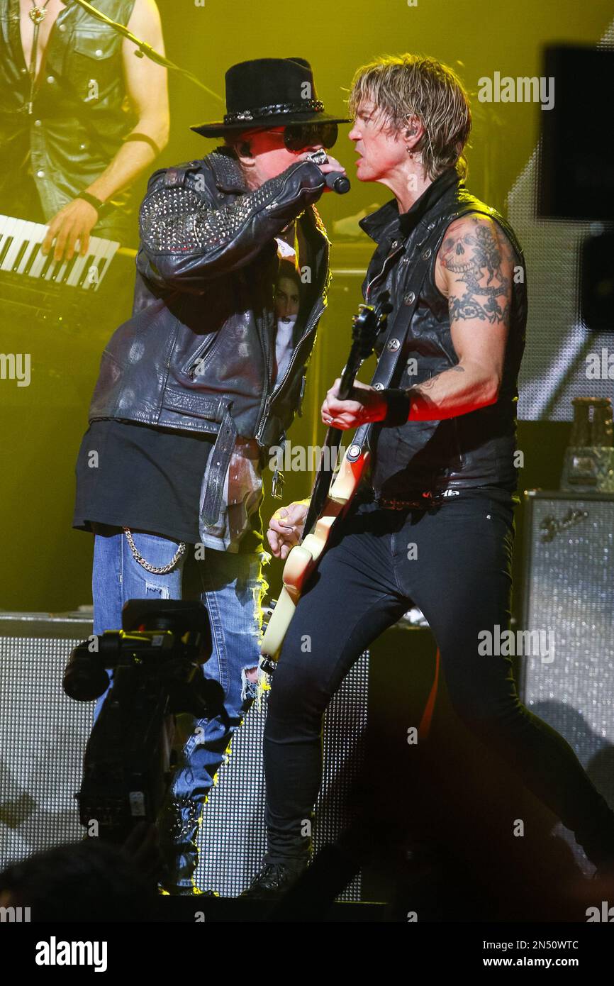 Axl Rose, left, and Duff McKagan of Guns N' Roses performs at the 6th ...
