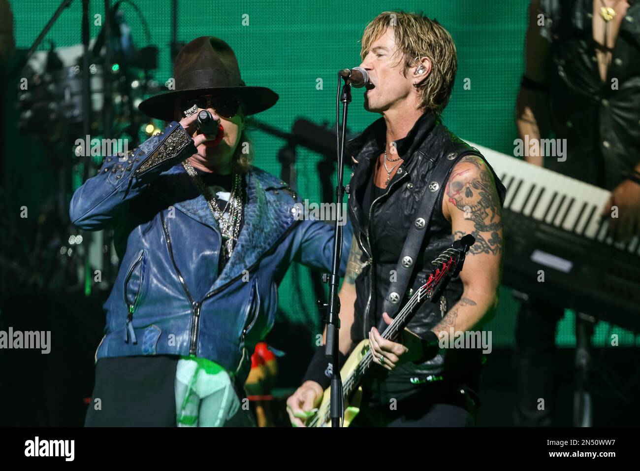 Axl Rose, left, and Duff McKagan of Guns N' Roses perform at the 6th ...