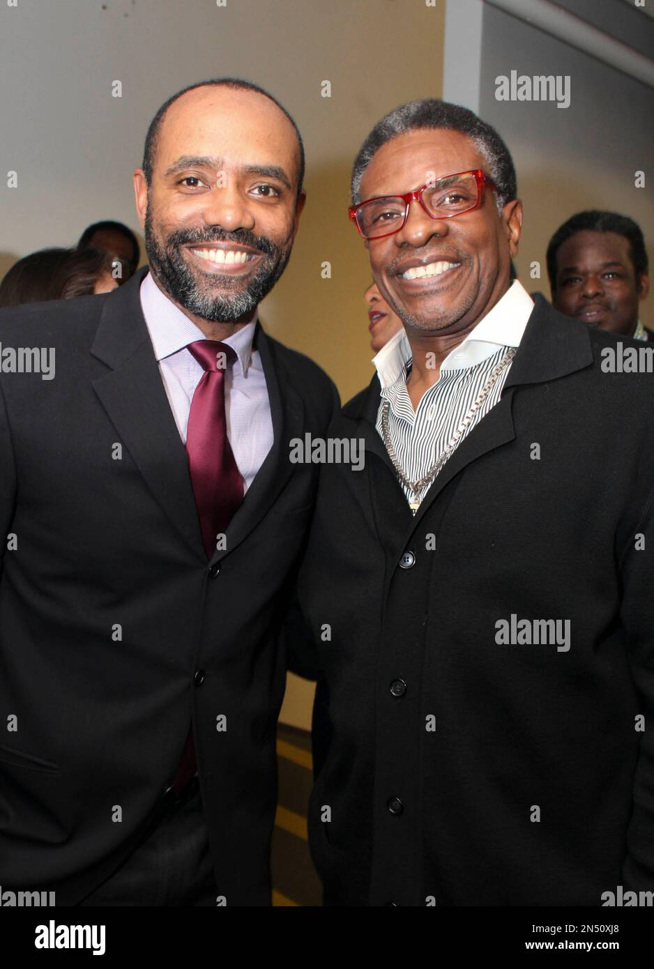 From left, cast member Nathaniel Stampley and actor Keith David pose ...