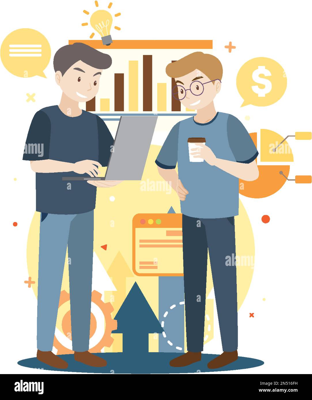 Working characters flat design for web banner illustration Stock Vector ...