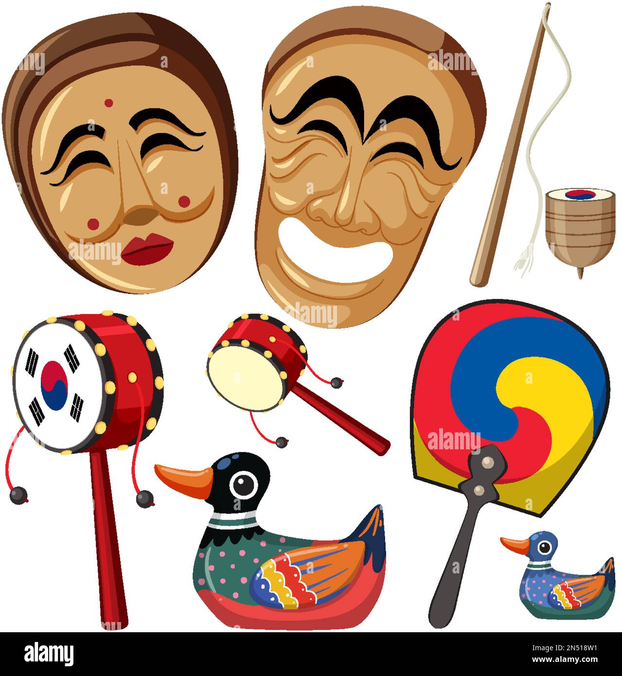 Korean element nation tradition symbol set illustration Stock Vector ...