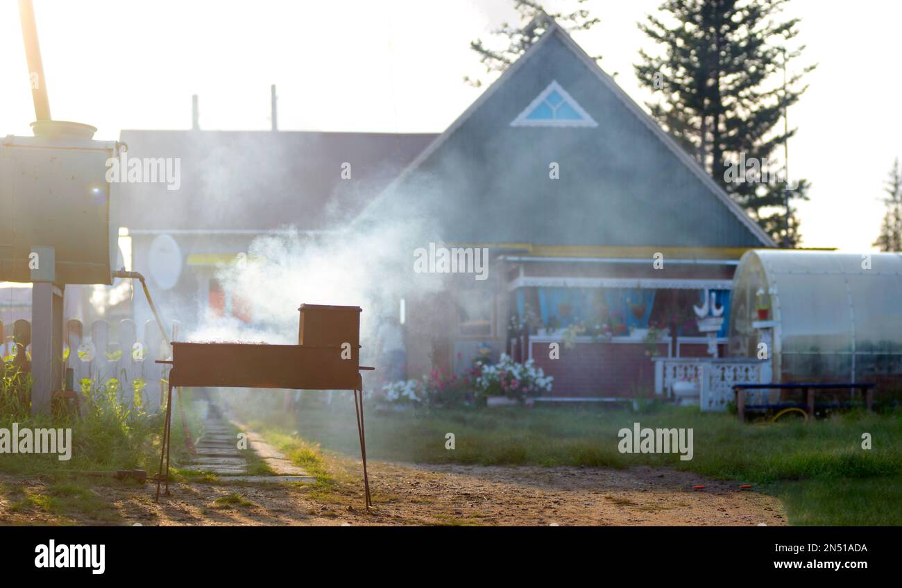 Private land in the North of the Yakut village of Suntar wooden house ...
