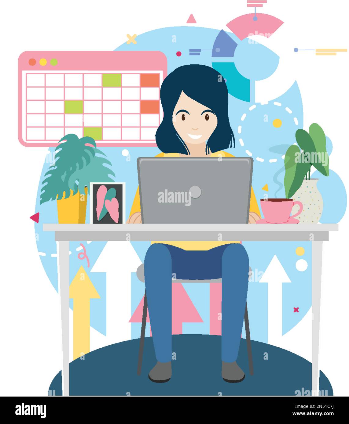 Working characters flat design for web banner illustration Stock Vector ...