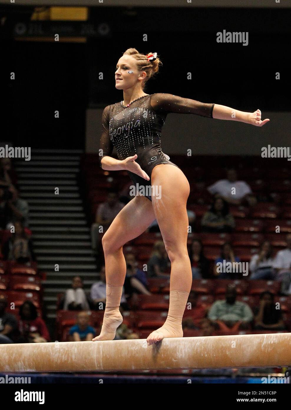 Georgia's Lindsey Cheek competes on the balance beam during the ...