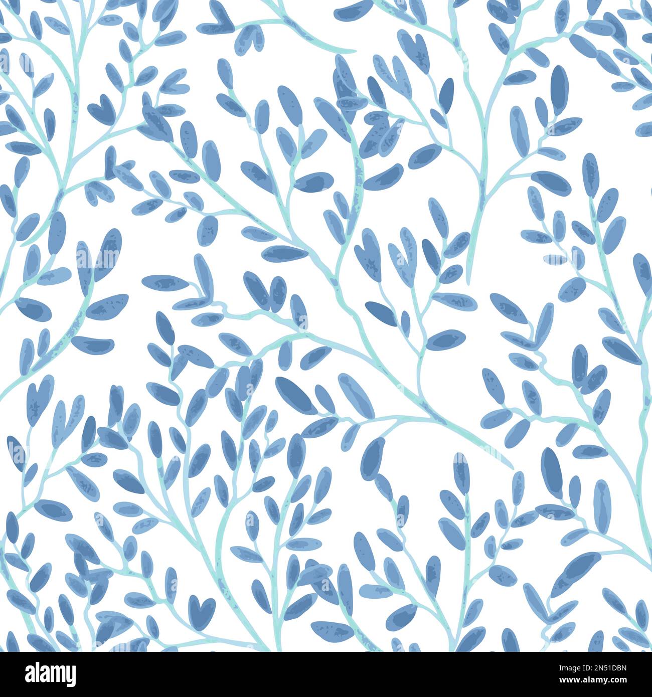 Seamless pattern with hand-drawn doodle cute branches. Vector ...