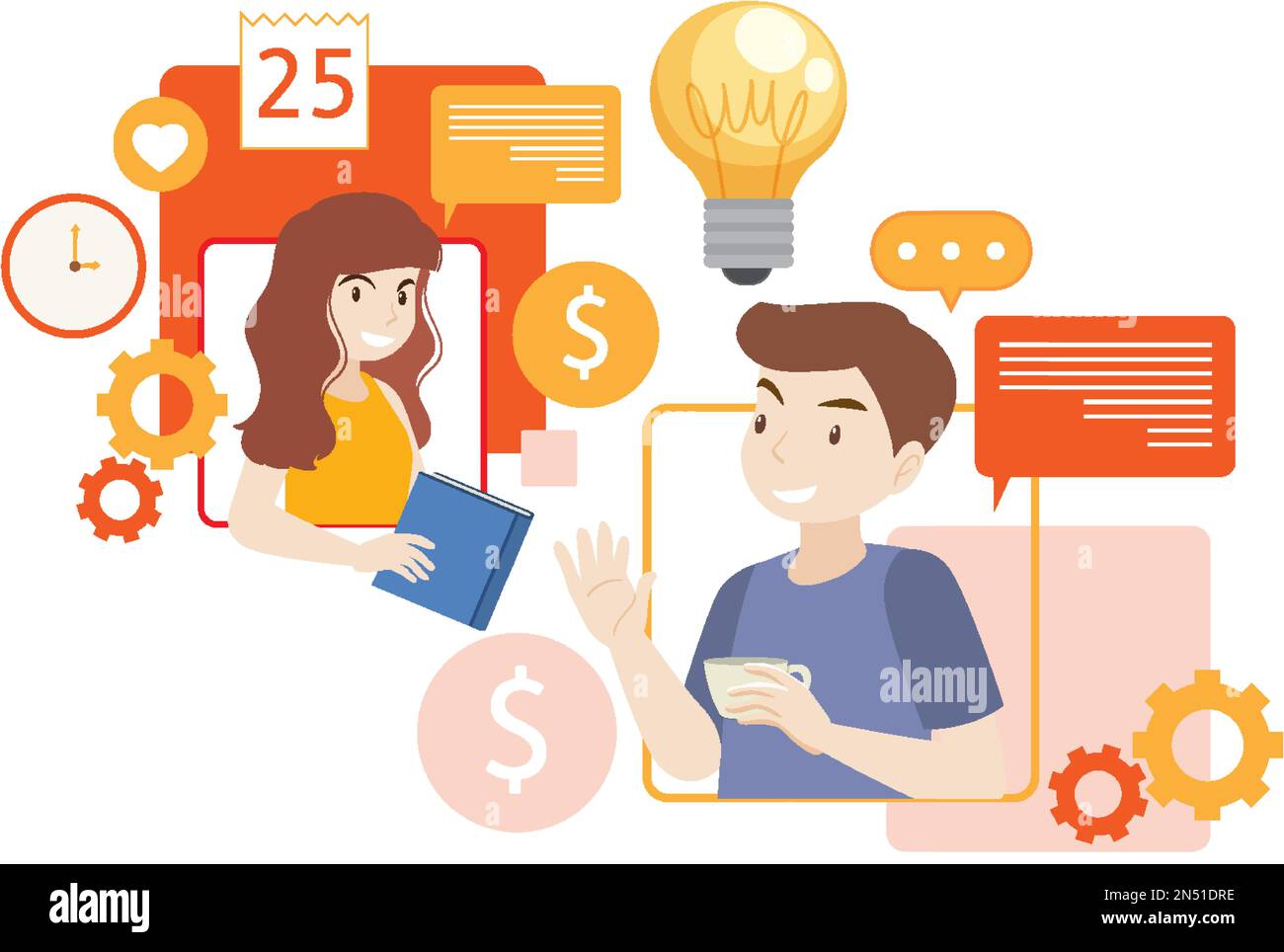 Working characters flat design for web banner illustration Stock Vector ...