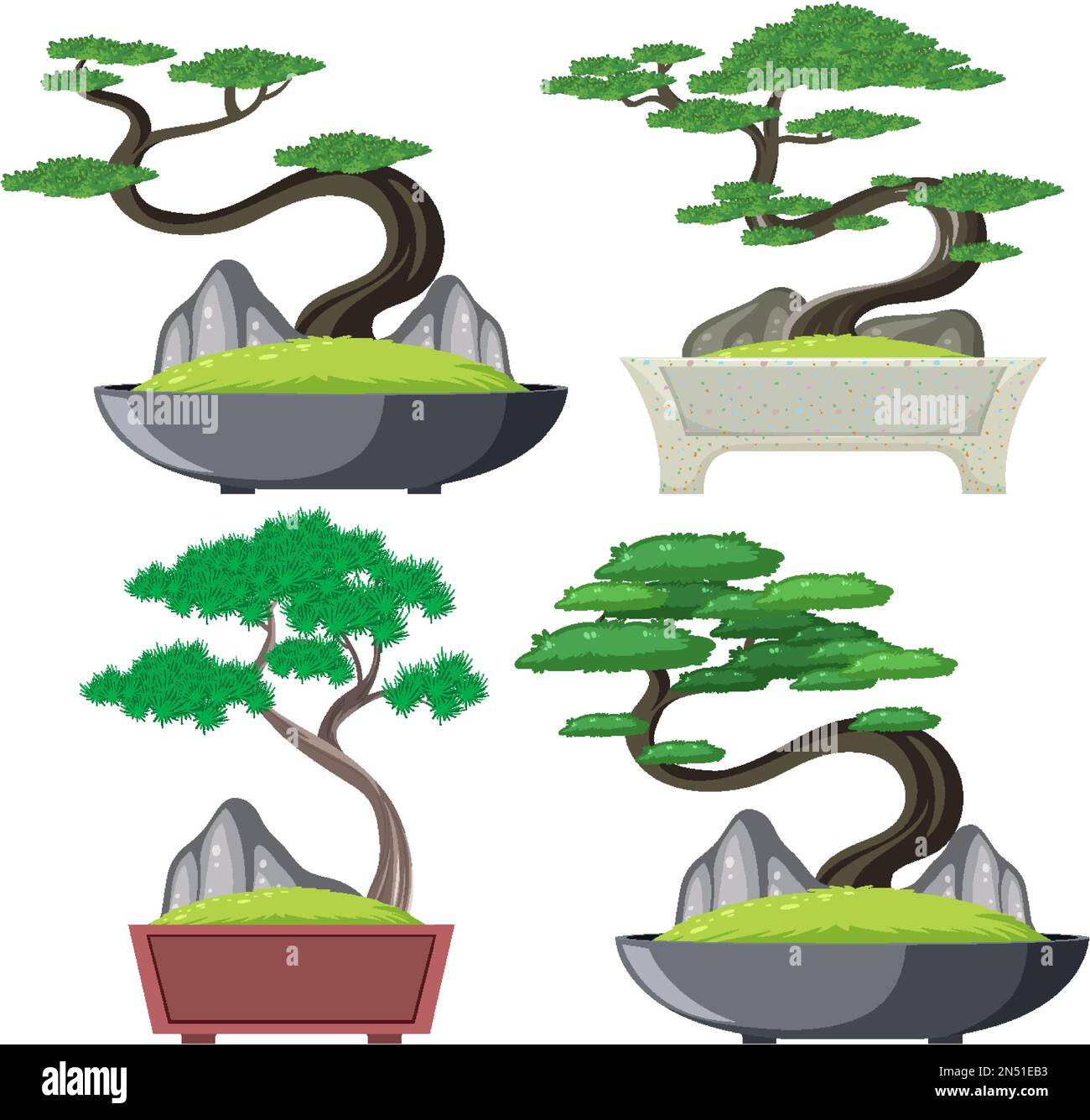 Set of bonsai tree isolated illustration Stock Vector Image & Art - Alamy