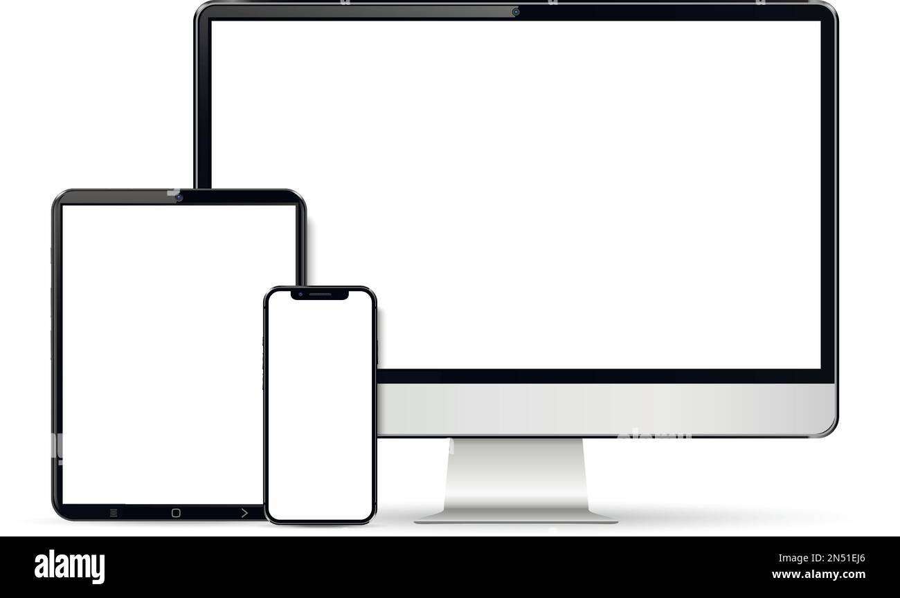 Computer with tablet and phone. Vector illustration Stock Vector Image ...