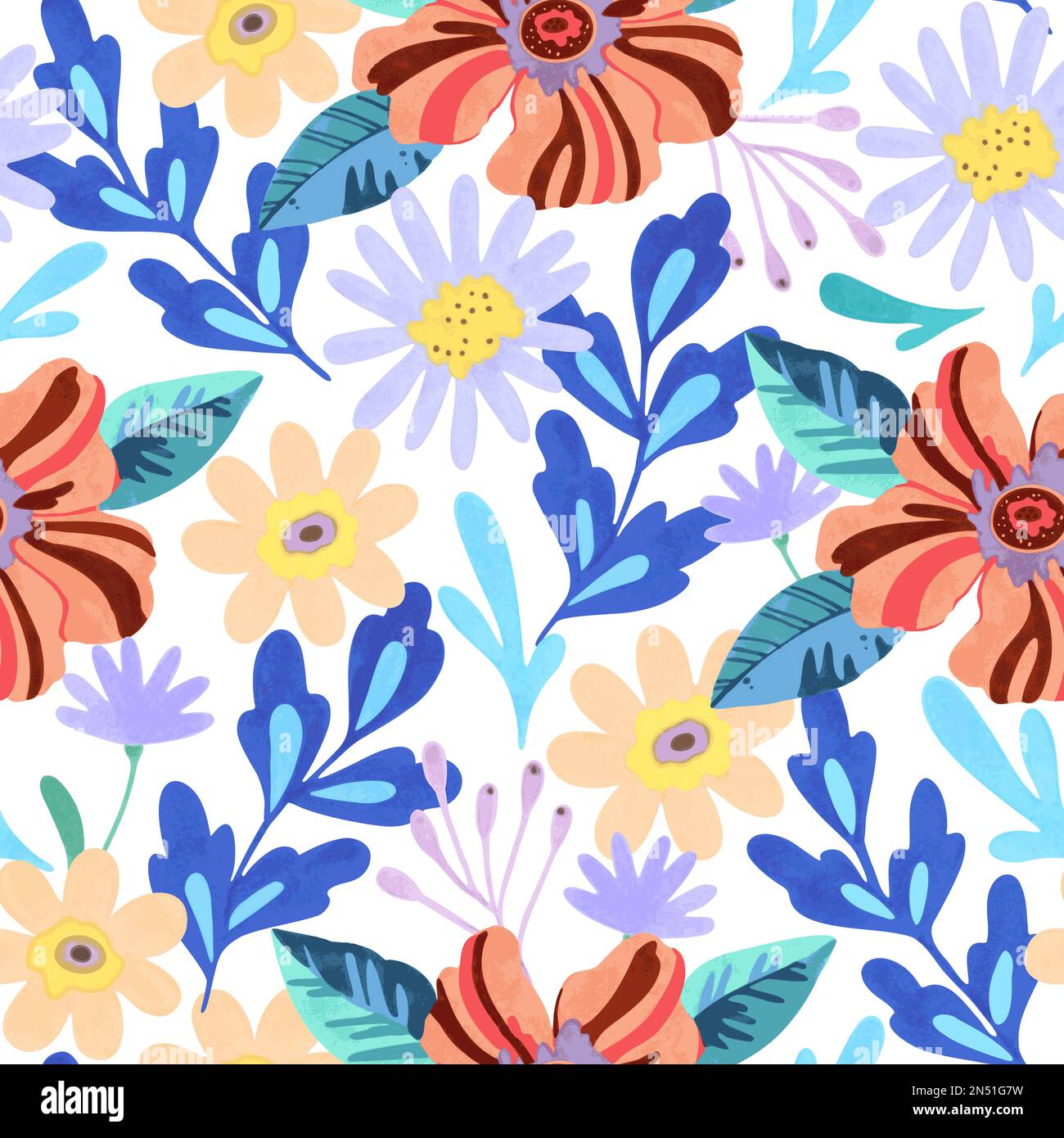 Colorful floral seamless pattern in retro style Stock Vector Image ...