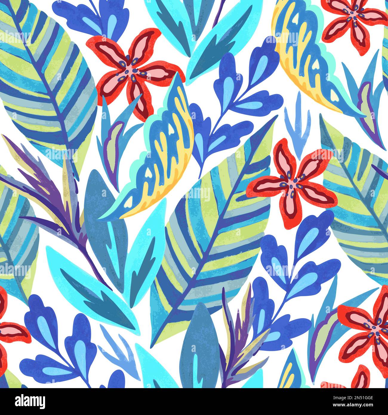 Colorful vivid psychedelic pattern with abstract tropical flowers for ...