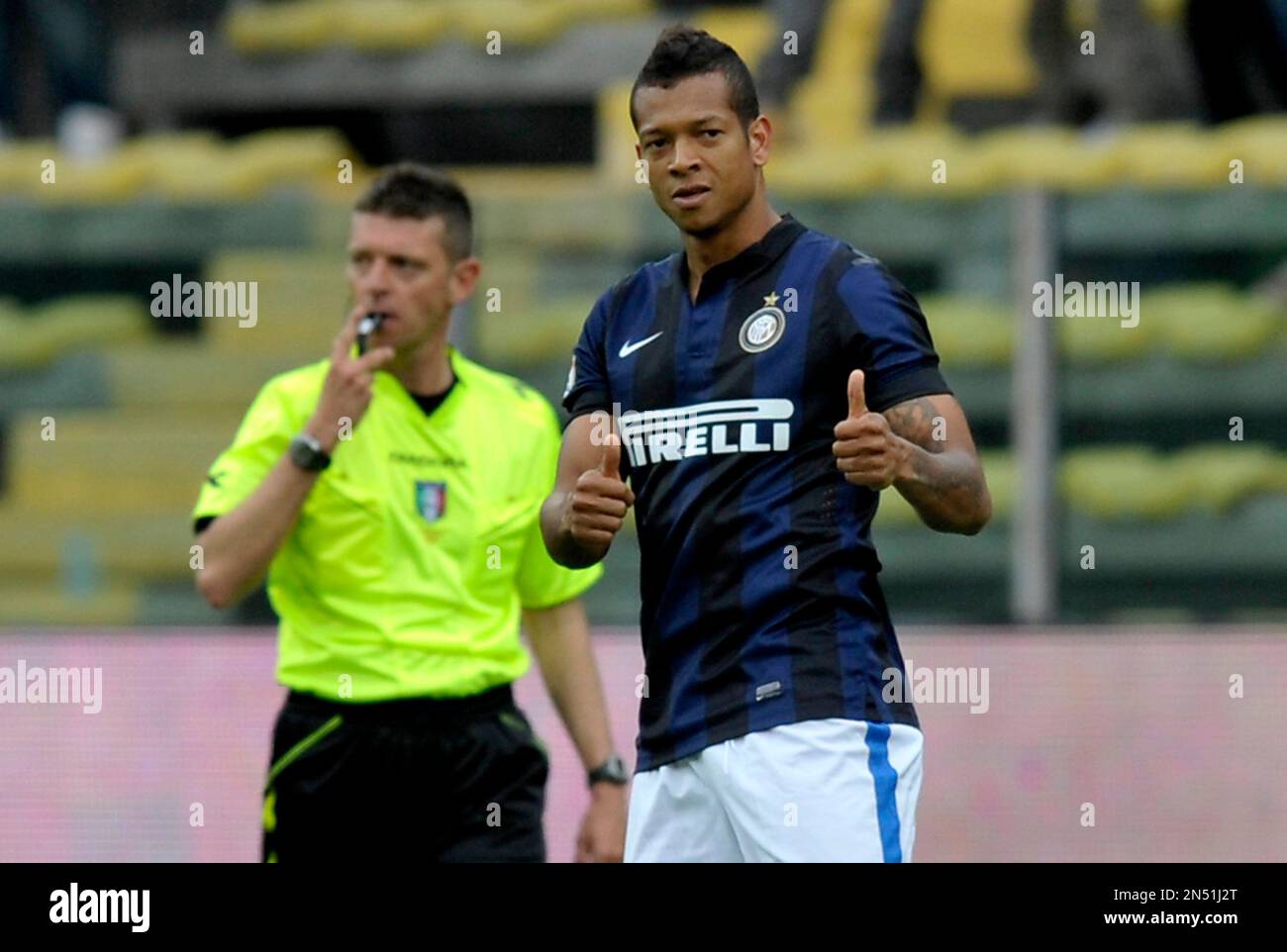 Inter Milan's Fredy Guarin of Colombia celebrates after scoring during ...