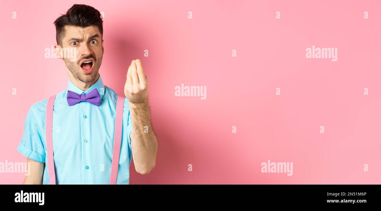 Impulsive young man having an arument, prove someone wrong, showing ...