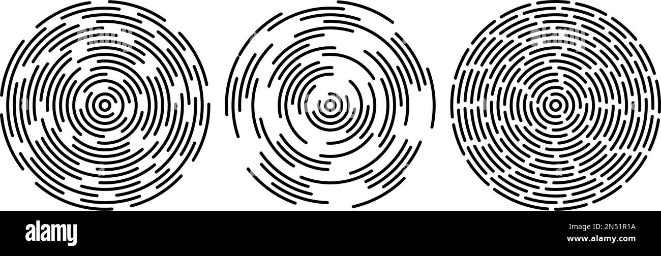 Concentric circle segments set. Rippled round patten background. Sonar ...