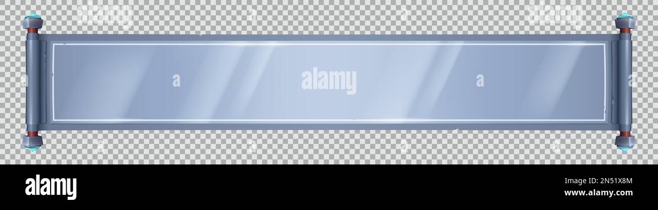 Silver scroll paper, banner vector illustration isolated on transparent ...